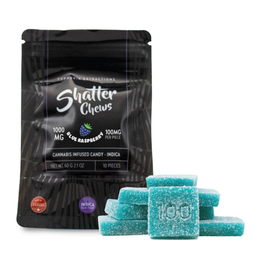 EUPHORIA SHATTER CHEWS 1000MG – INDICA BLUE RASPBERRY – Canna Trust ...